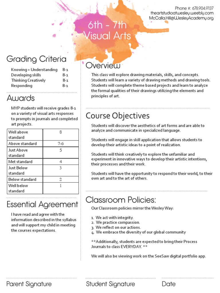 6th-7th Grade Visual Arts Syllabus | PDF
