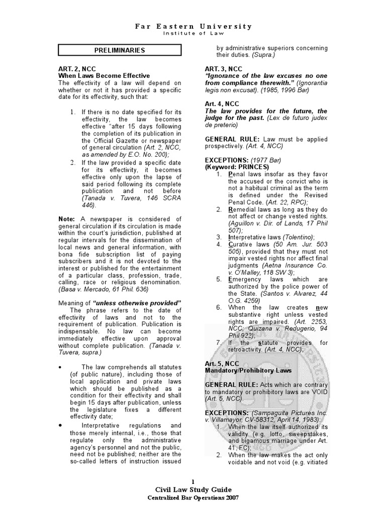 FEU Civil Law Study Guide | PDF | Annulment | Marriage