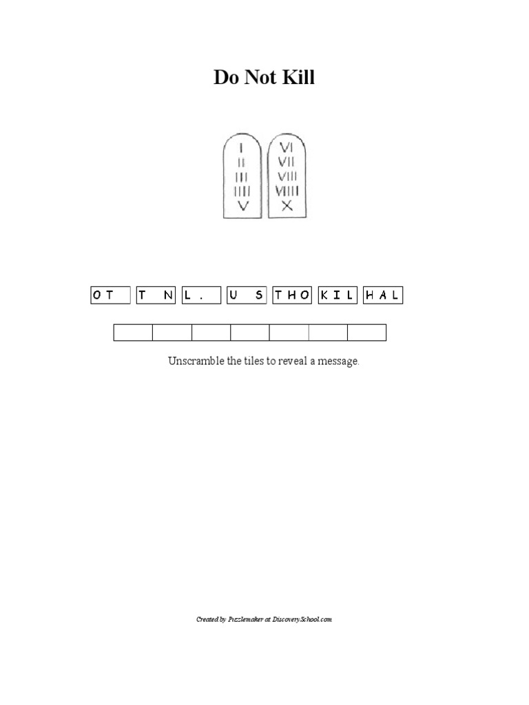 Do Not Kill Letter Tiles Puzzle | PDF