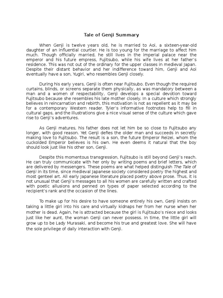 Tale of Genji Summary | PDF | Poetry