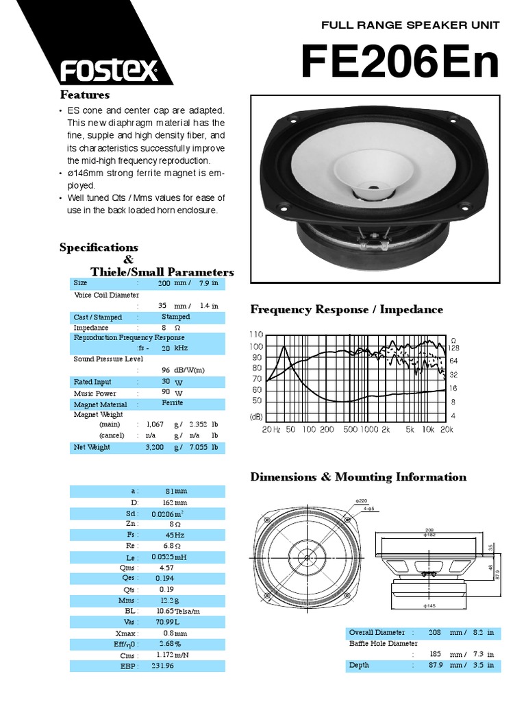 FE206En Uffffffff PDF | PDF | Loudspeaker | Waves