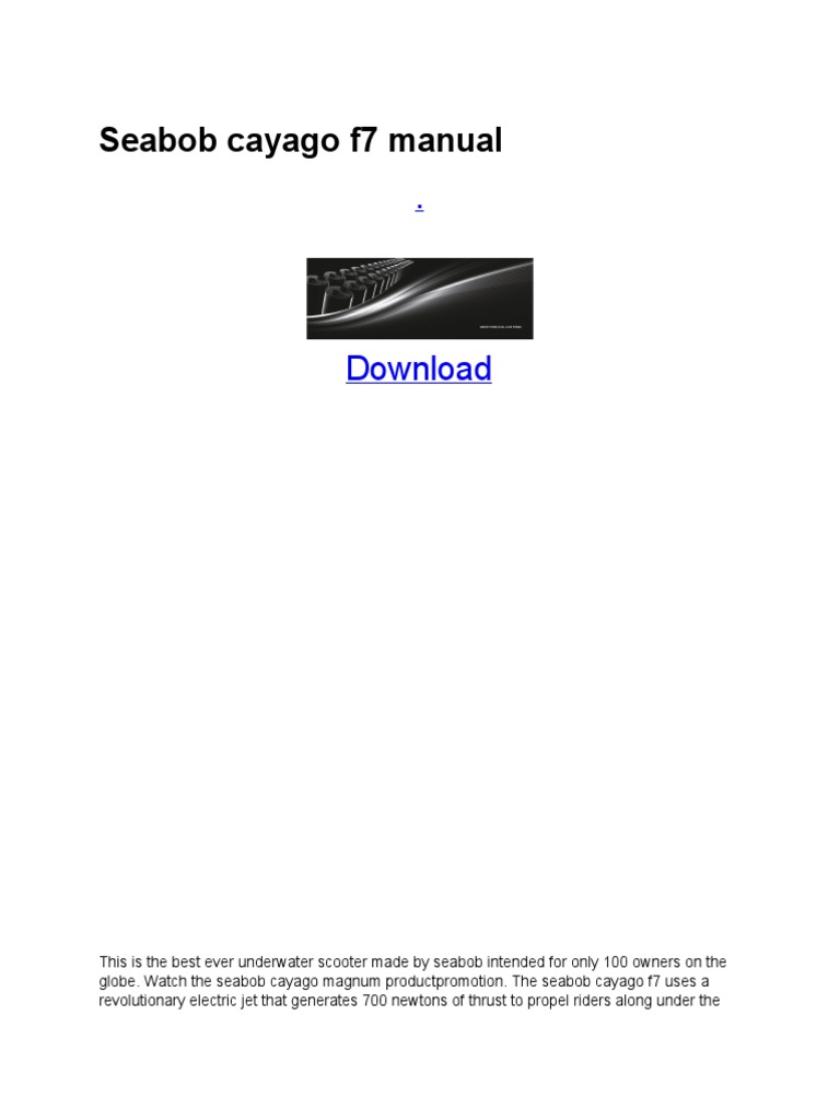 Seabob Cayago f7 Manual | PDF