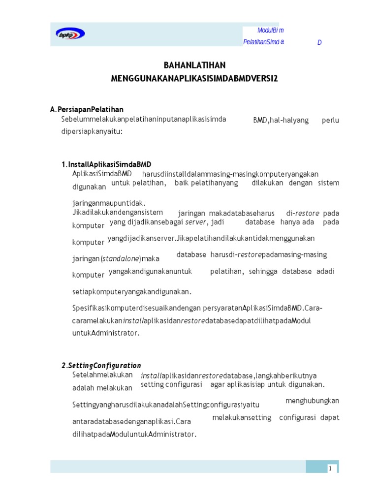 Pelatihan Aplikasi Simda BMD 2.0 | PDF