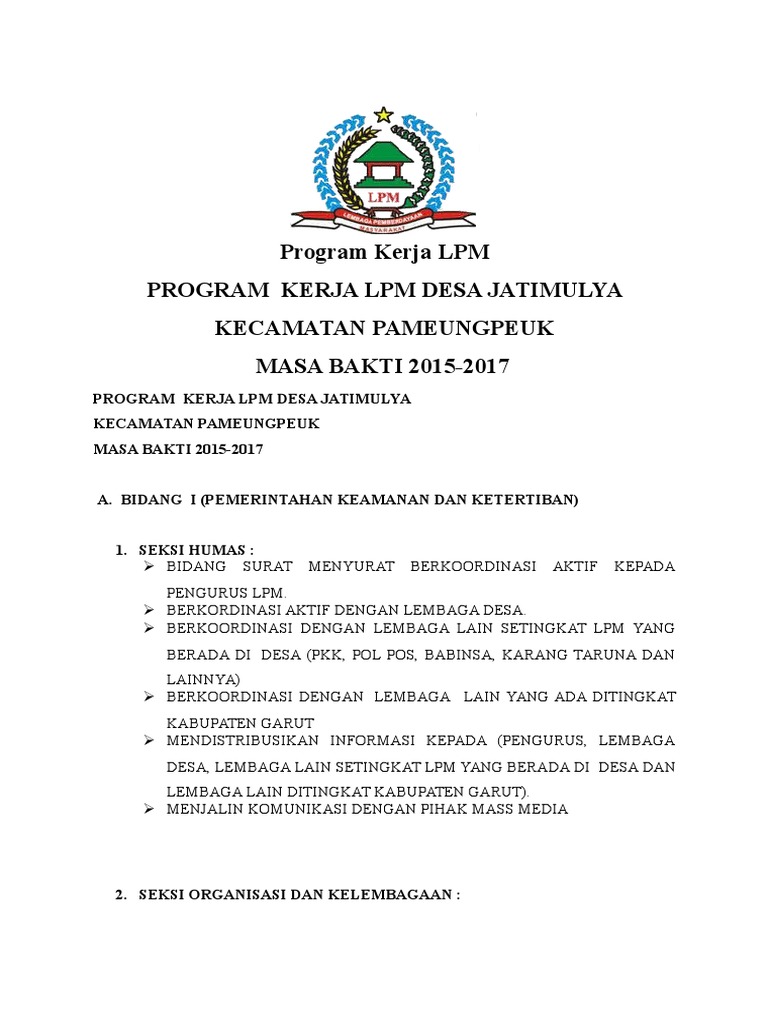 Program Kerja LPM | PDF