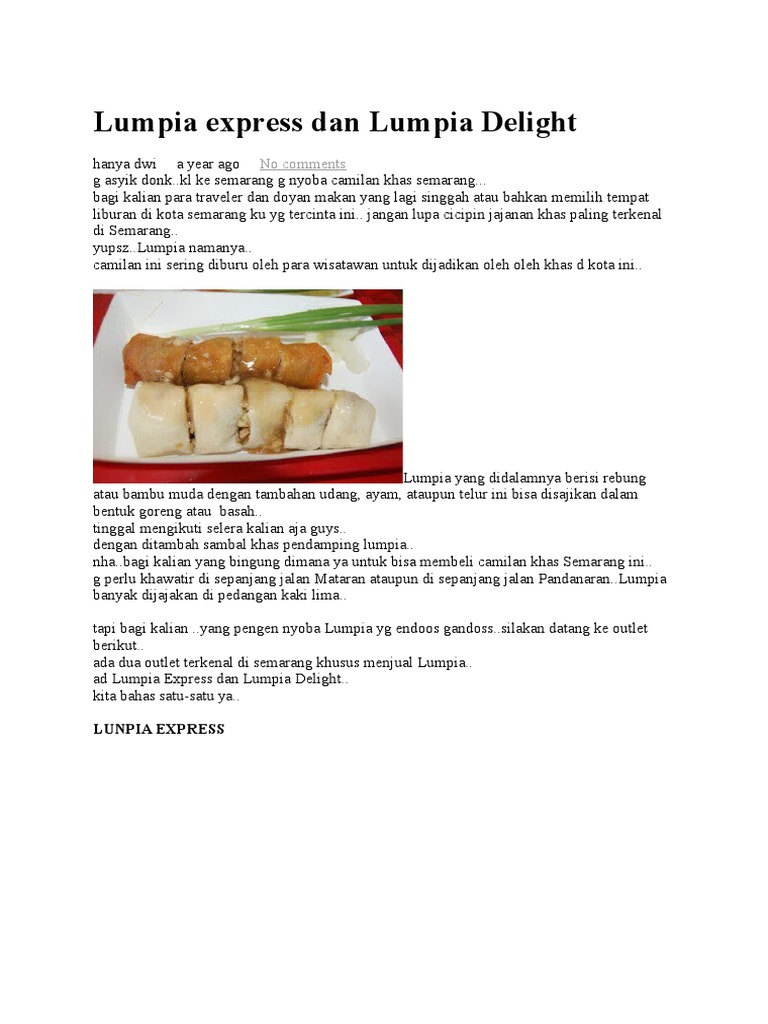 Lumpia Express Dan Lumpia Delight | PDF