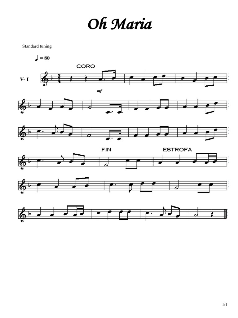 Oh Maria Oh Maria: C CO OR RO O | PDF