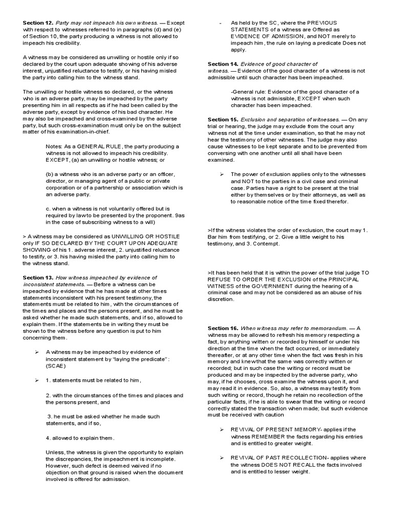 Evidence | PDF | Witness Impeachment | Evidence (Law)