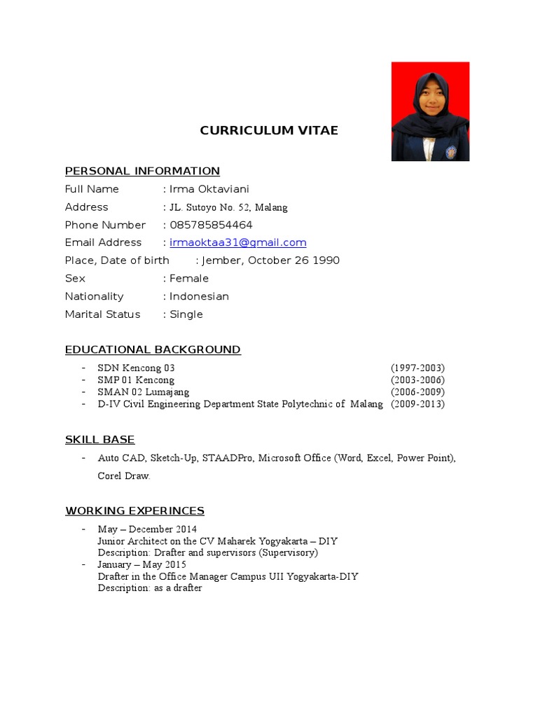 Curriculum Vitae Irma | PDF