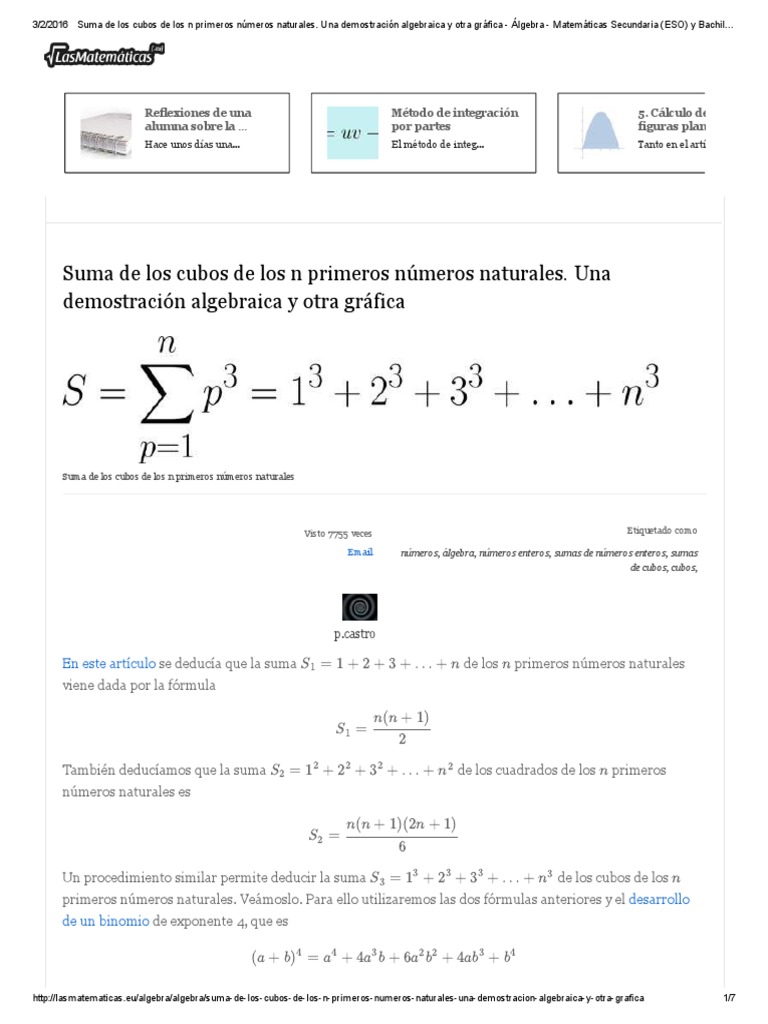 5. Suma de Los Cubos de Los n Primeros Números Naturales | Número ...