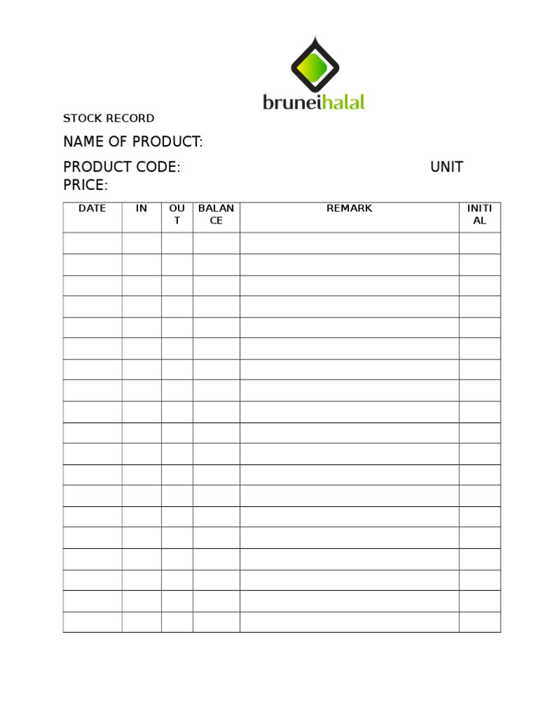 Stock Record Card | PDF