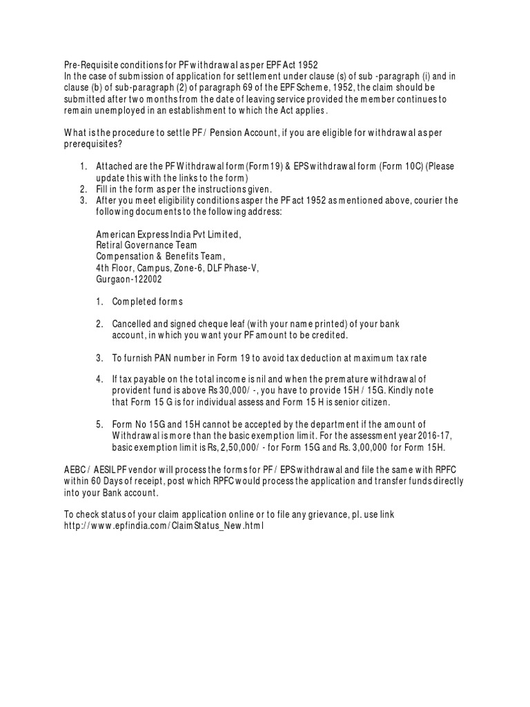 Employee Communication On PF Withdrawal | PDF
