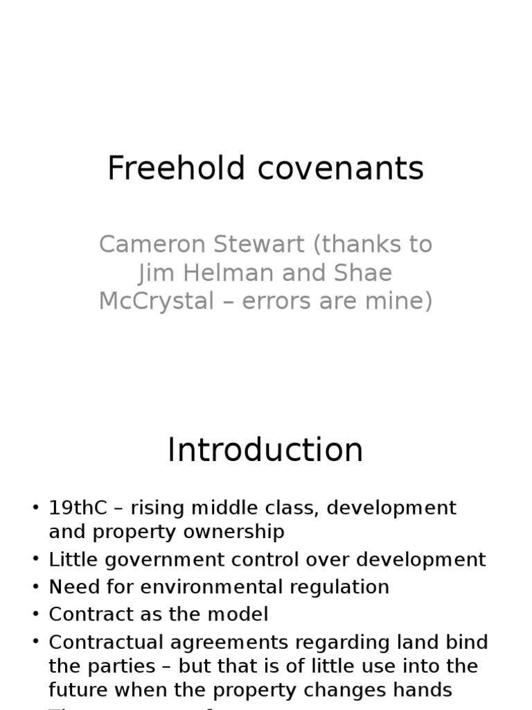 Freehold Covenants and Austerberry Case | PDF | Covenant (Law ...