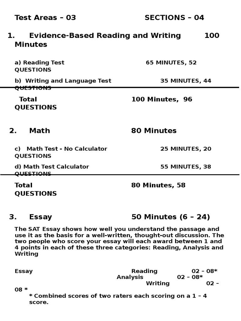 SAT Test Format and Sections Overview | PDF | Teaching Methods & Materials