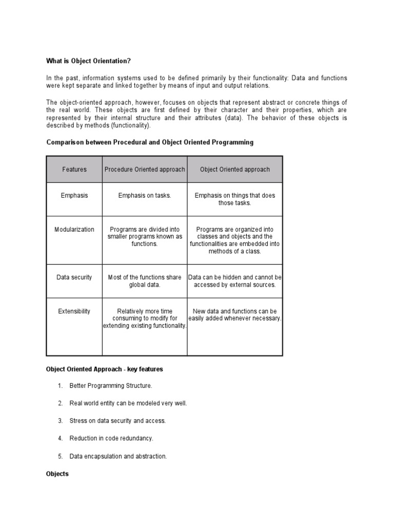 What Is Object Orientation?: Object Oriented Approach - Key Features ...