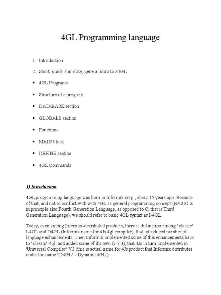 Informix 4GL Info | PDF | Array Data Structure | Data Type