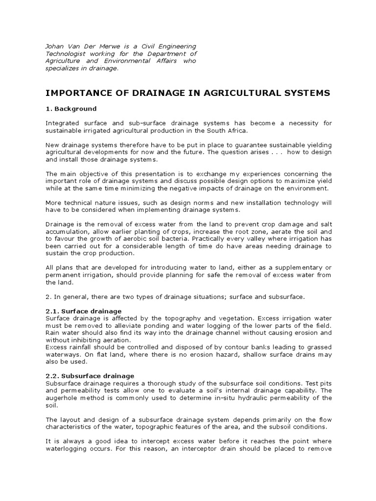 Subsurface Drainage | PDF | Drainage | Soil