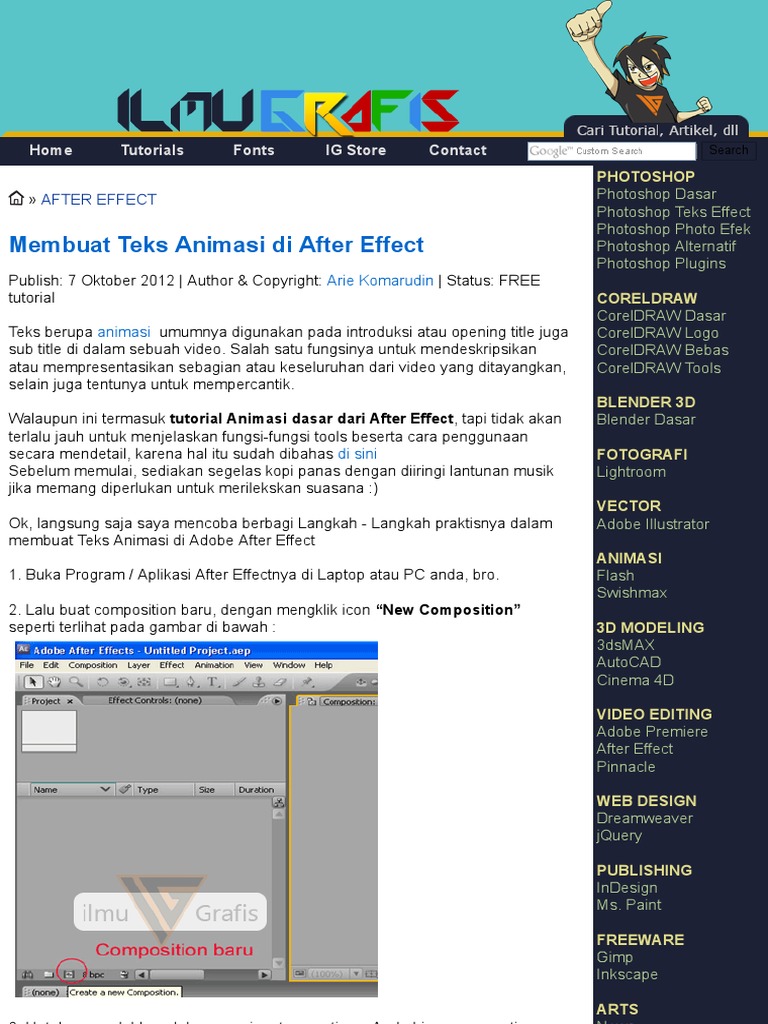 Tutorial Dan Belajar Adobe After Effect (AE) | PDF