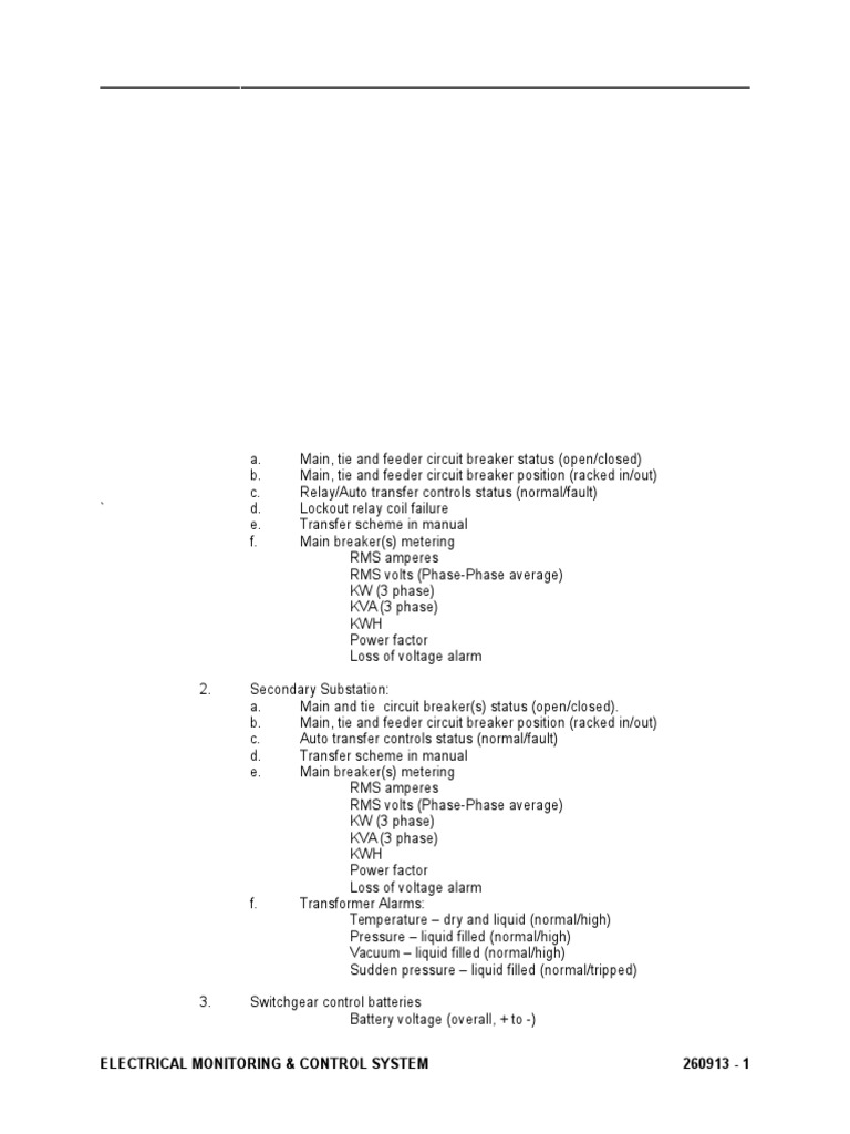 Electrical Monitoring and Control - Electrical Design Guide | PDF ...