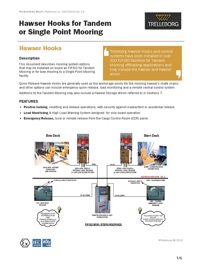 Hawser Hooks For Tandem or Single Point Mooring PDF | PDF | Computer ...