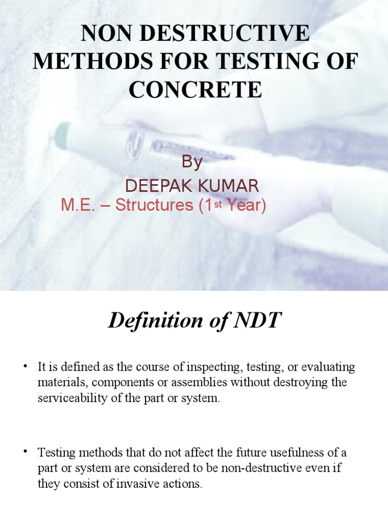 Non Destructive Methods for Testing of Concrete | Nondestructive ...