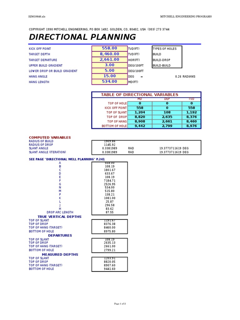 Directional Planning: Table of Directional Variables | PDF