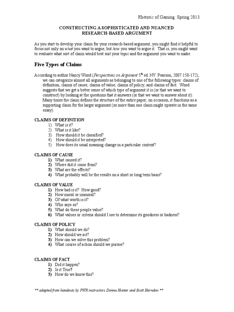 Types of Claims | Download Free PDF | Argument | Paradox