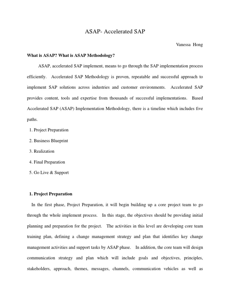 ASAP-Accelerated SAP: What Is ASAP? What Is ASAP Methodology? | PDF