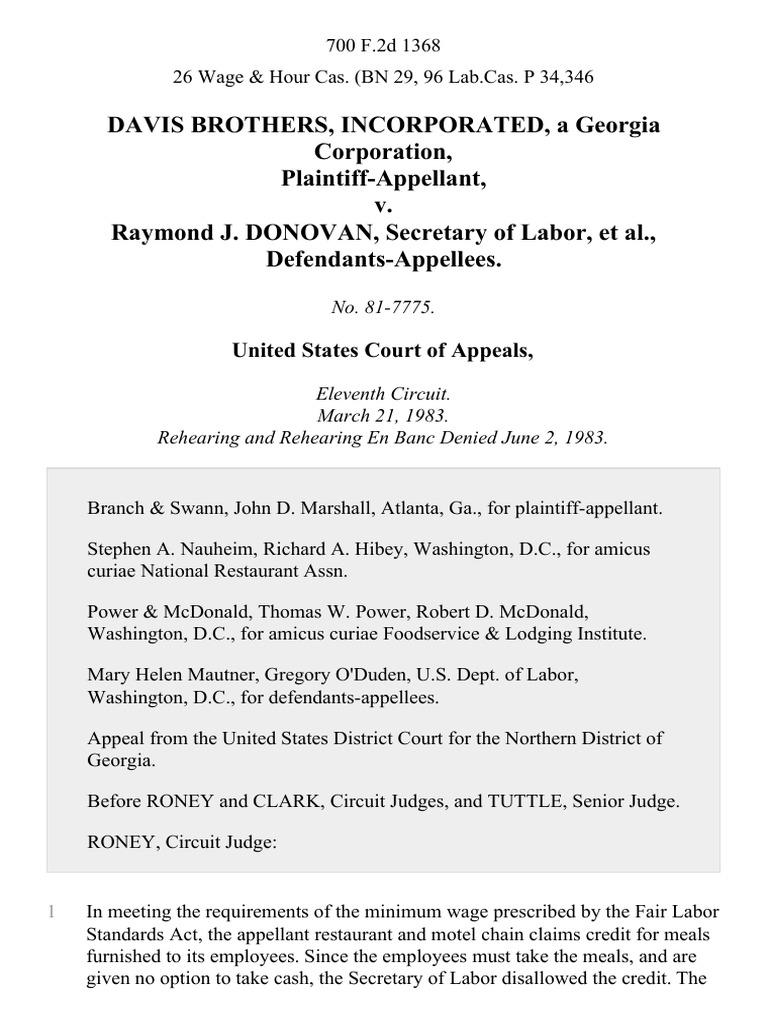 Davis Brothers, Incorporated, A Georgia Corporation v. Raymond J ...