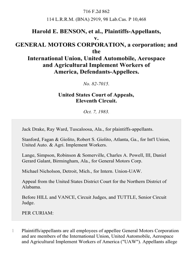 GM-UAW Seniority Dispute Appeal | PDF | United Automobile Workers ...
