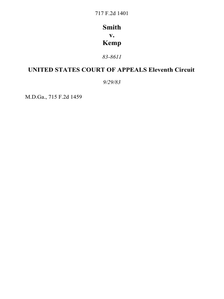 Smith v. Kemp, 717 F.2d 1401, 11th Cir. (1983) | PDF