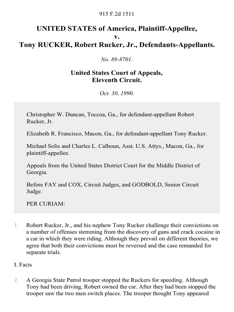United States v. Tony Rucker, Robert Rucker, JR., 915 F.2d 1511, 11th ...