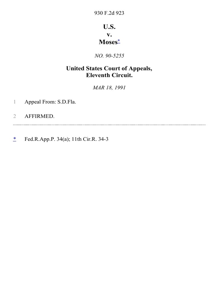 United States v. Moses, 930 F.2d 923, 11th Cir. (1991) | PDF