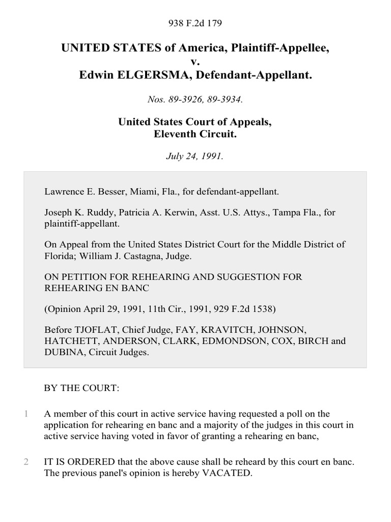 United States v. Edwin Elgersma, 938 F.2d 179, 11th Cir. (1991) | PDF