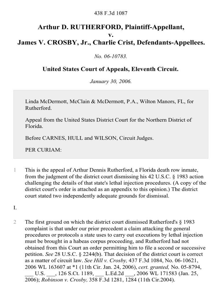Arthur D. Rutherford v. James v. Crosby, JR., 438 F.3d 1087, 11th Cir ...