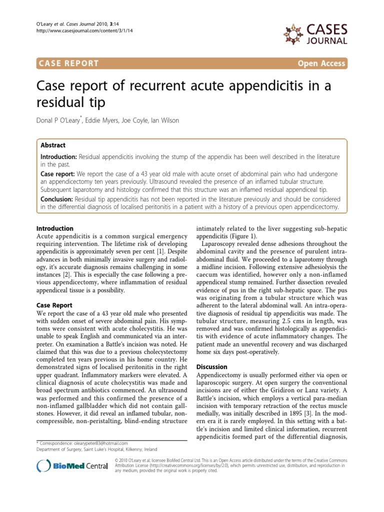 Case Report of Recurrent Acute Appendicitis in A | PDF | Medicine ...