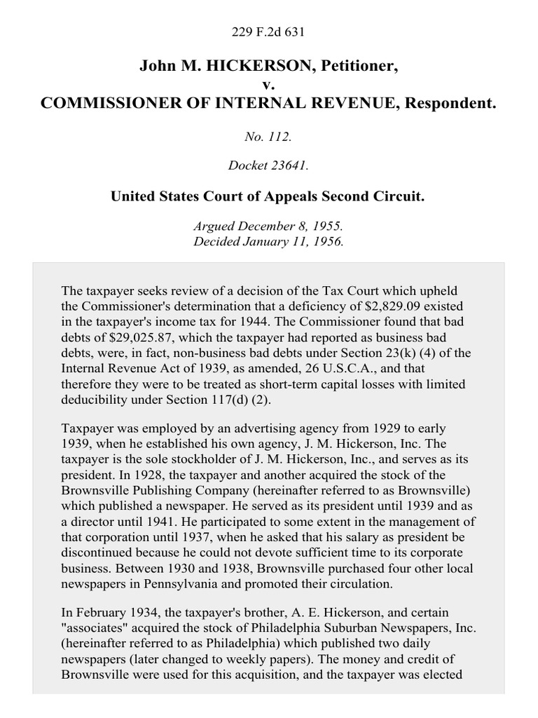 John M. Hickerson v. Commissioner of Internal Revenue, 229 F.2d 631, 2d ...