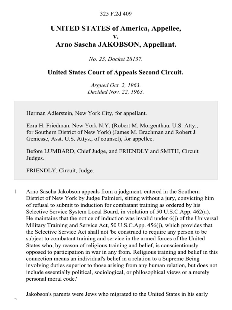 United States v. Arno Sascha Jakobson, 325 F.2d 409, 2d Cir. (1963 ...