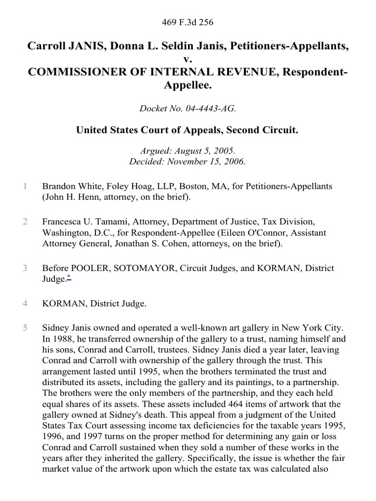 Janis v. Commissioner of Internal Revenue, 469 F.3d 256, 2d Cir. (2006 ...