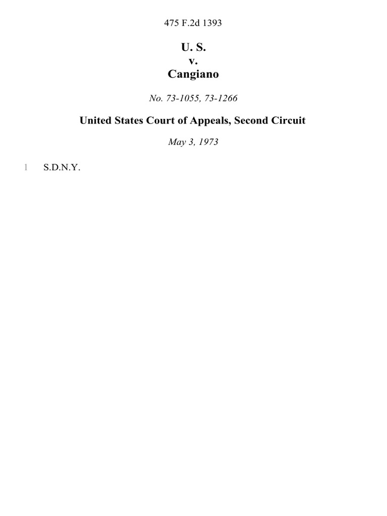 U.S. v. Cangiano Case Summary 1973 | PDF | Law