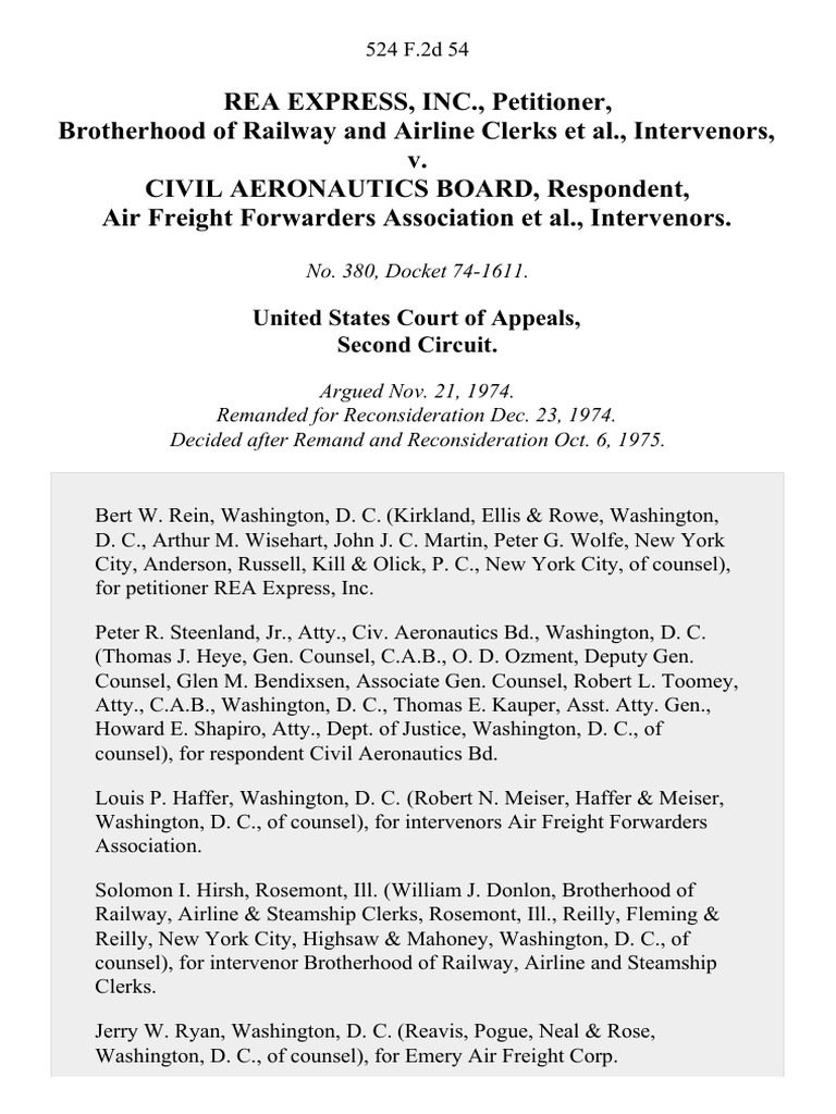 Rea Express, Inc., Brotherhood of Railway and Airline Clerks ...