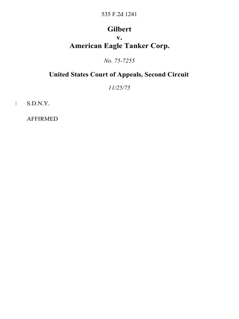 Gilbert v. American Eagle Tanker Corp, 535 F.2d 1241, 2d Cir. (1975) | PDF
