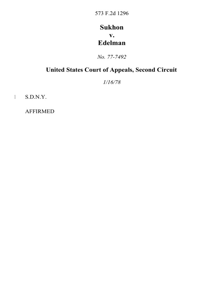 Sukhon v. Edelman, 573 F.2d 1296, 2d Cir. (1978) | PDF