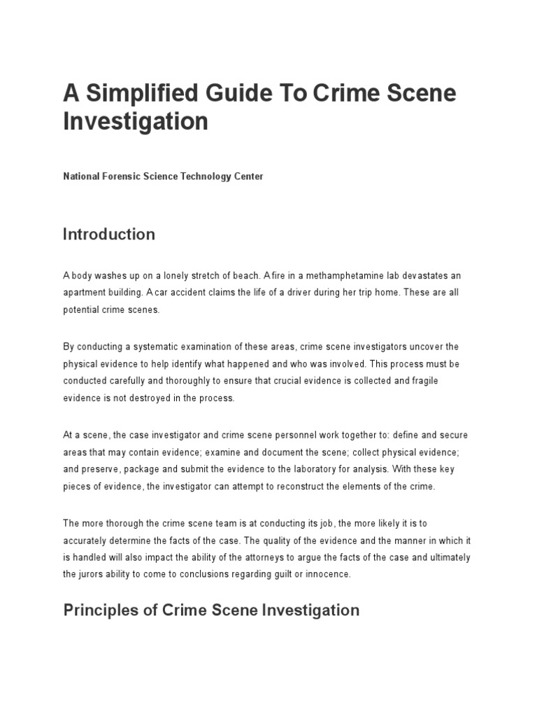 A Simplified Guide To Crime Scene Investigation | PDF | Crime Scene ...