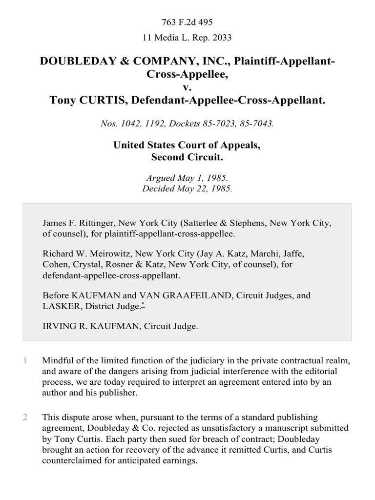 Doubleday & Company, Inc., Plaintiff-Appellant-Cross-Appellee v. Tony ... Doubleday & Company, Inc., Plaintiff-Appellant-Cross-Appellee v. Tony ...