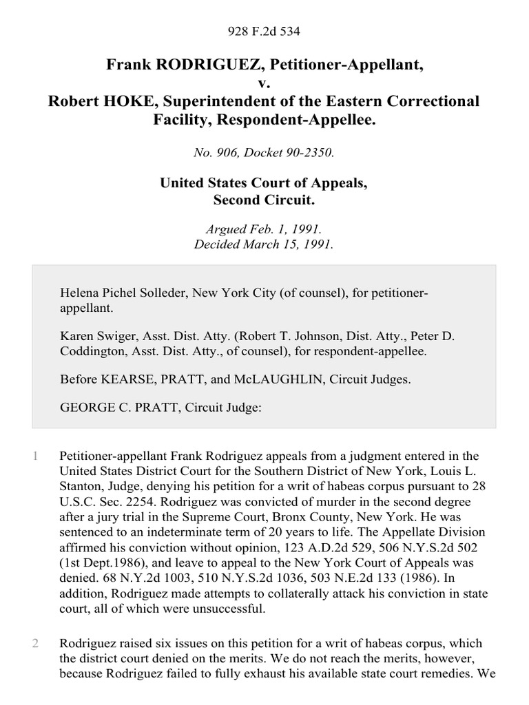 Frank Rodriguez v. Robert Hoke, Superintendent of The Eastern ...