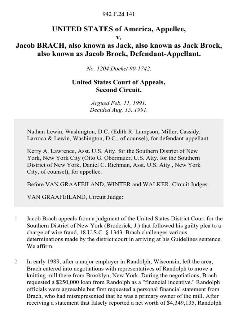 United States v. Jacob Brach, Also Known As Jack, Also Known As Jack ...