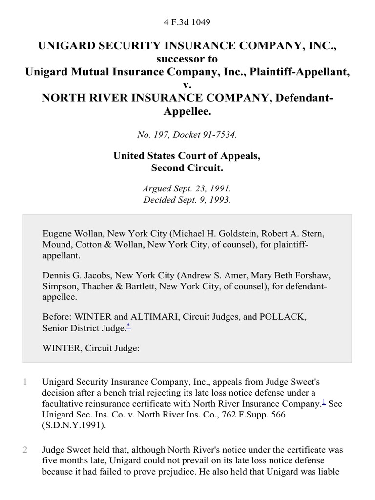 Unigard Security Insurance Company, Inc., Successor To Unigard Mutual ...