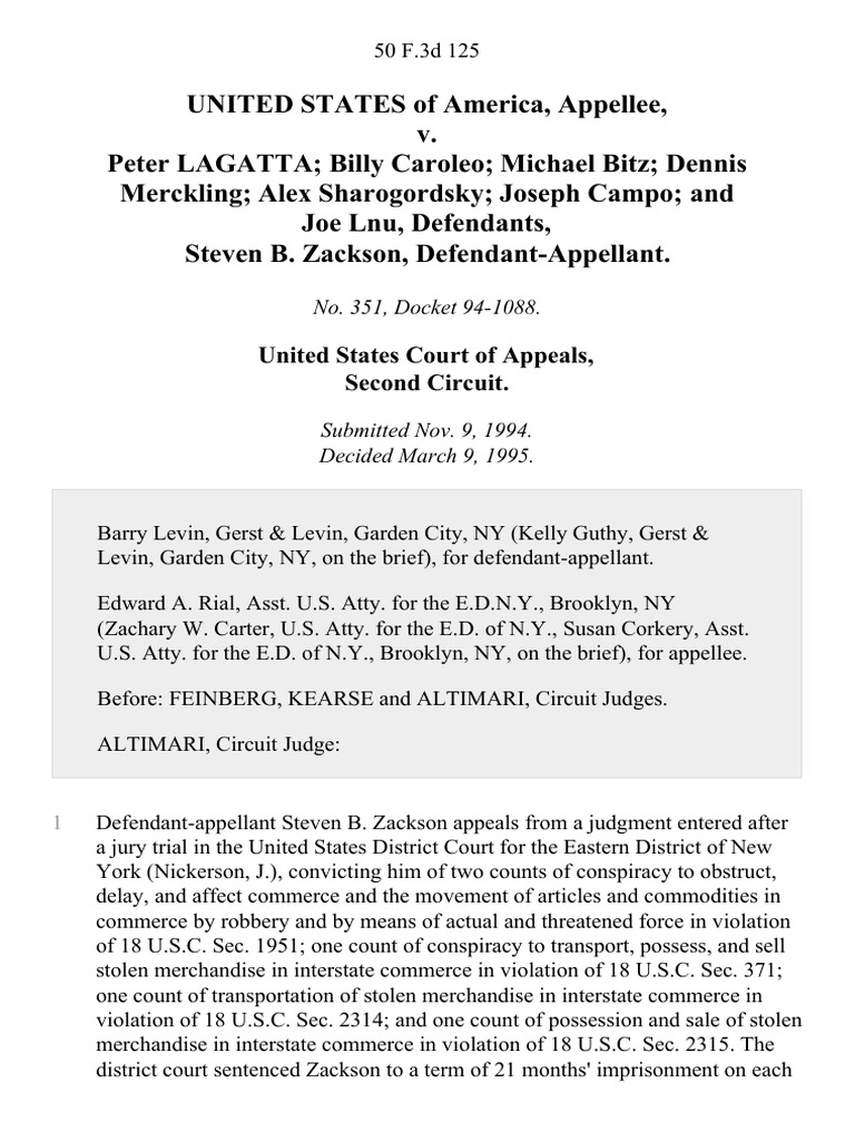 United States v. Peter Lagatta Billy Caroleo Michael Bitz Dennis ...