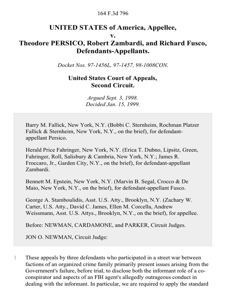 United States v. Theodore Persico, Robert Zambardi, and Richard Fusco ...