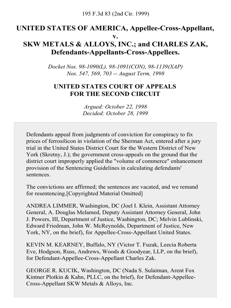 UNITED STATES OF AMERICA, Appellee-Cross-Appellant, v. SKW Metals ...
